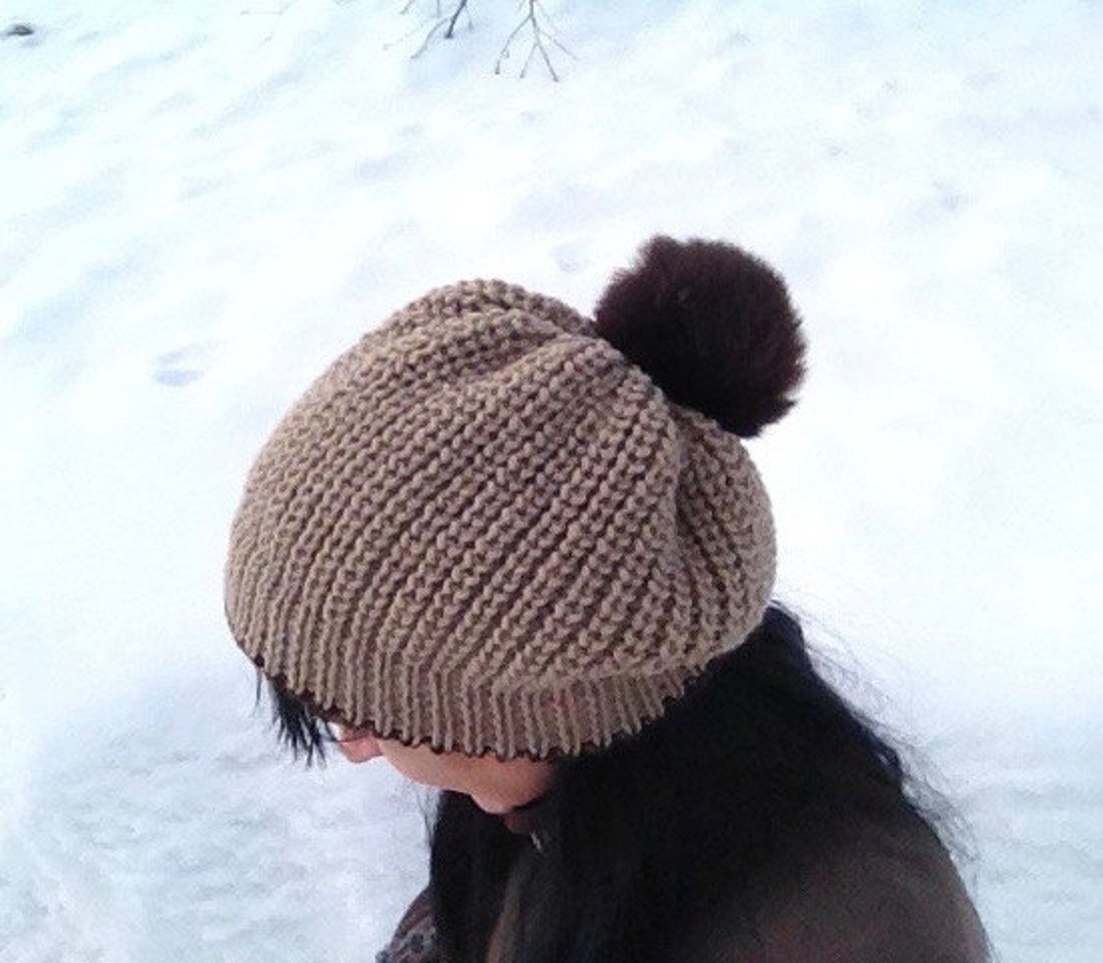 PDF Knitting Pattern Wide Hat in False English Ribs With Pompom - Etsy