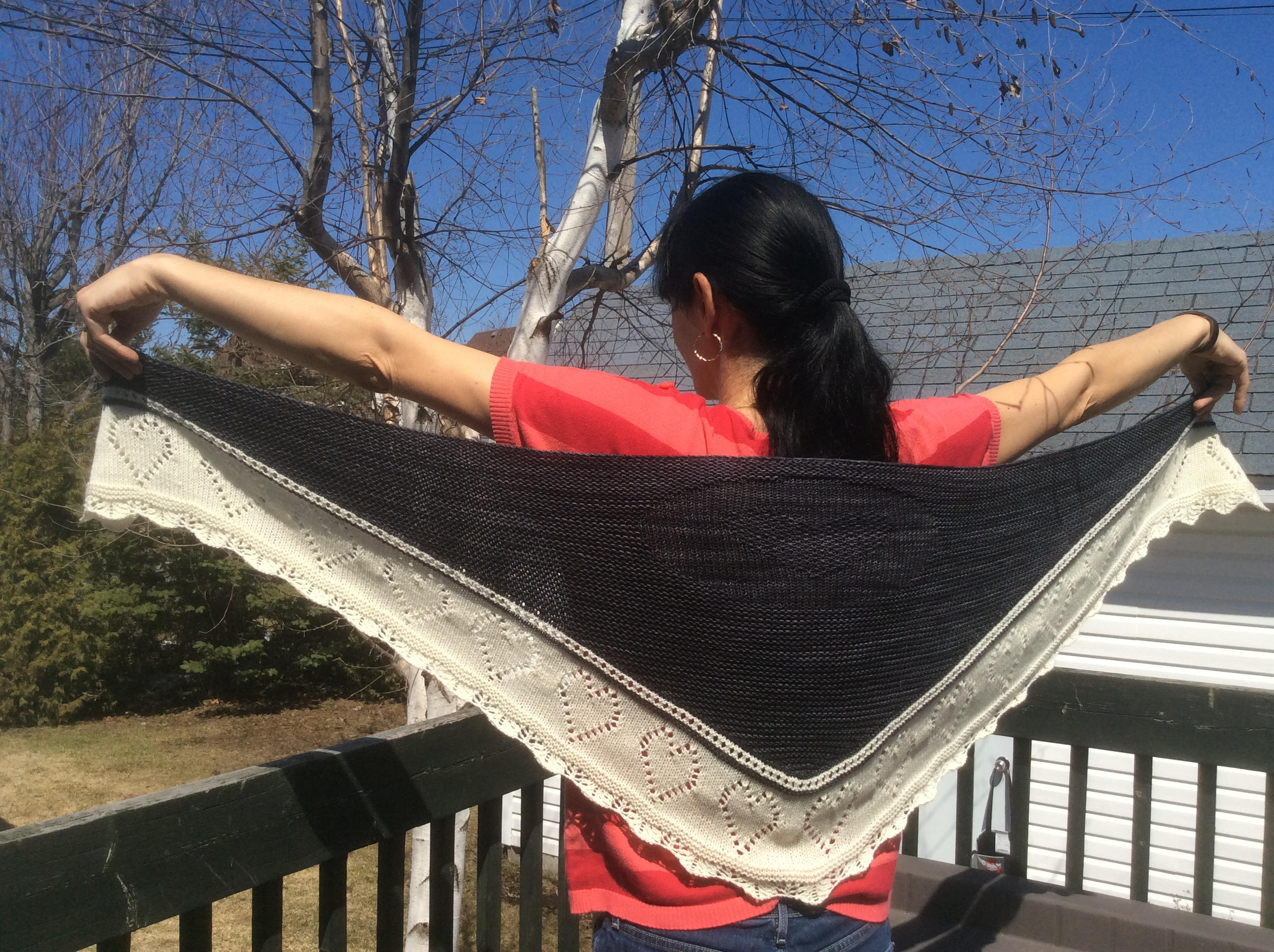 PDF Knitting Pattern Bicolor Shawl With Hearts Design - Etsy