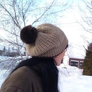 PDF Knitting Pattern Wide Hat in False English Ribs With Pompom - Etsy