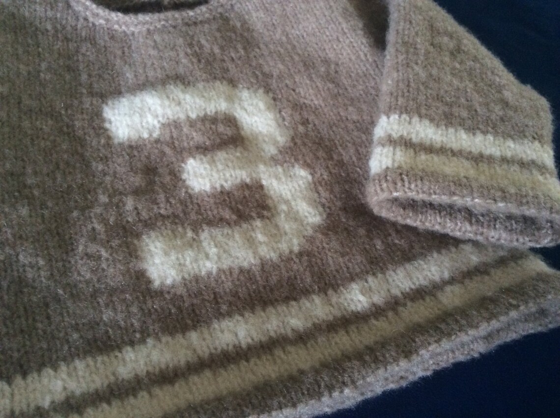 PDF Knitting Pattern Sports Sweater With Customizable Number for Baby ...