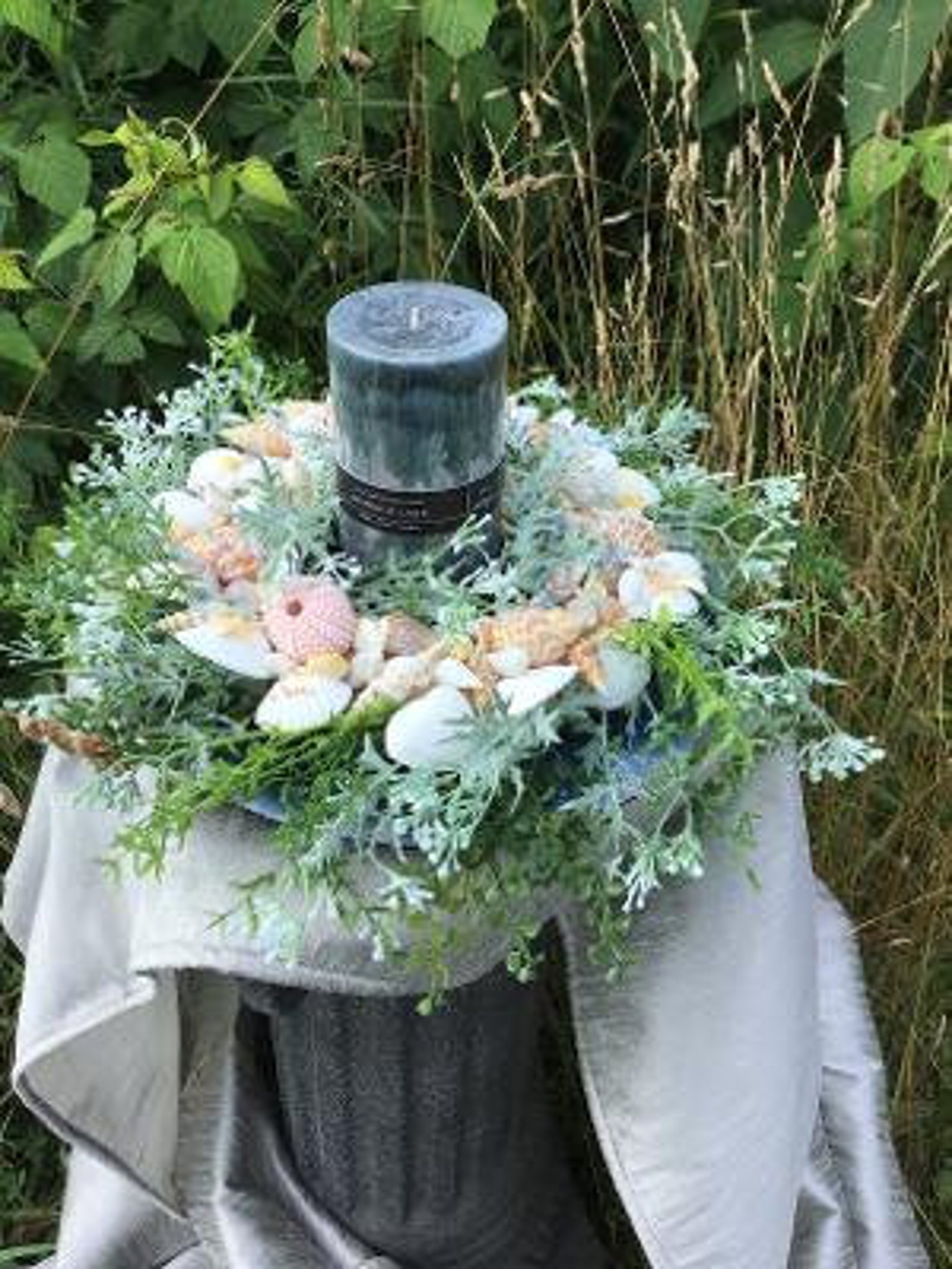 NAUTICAL CENTERPIECE Nautical Candle Centerpiece SEASHELL - Etsy