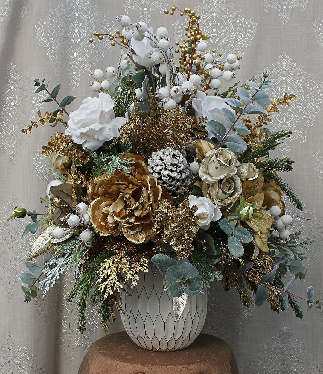 XL HOLIDAY ARRANGEMENT, Large Silk Arrangement, Christmas Arrangement ...