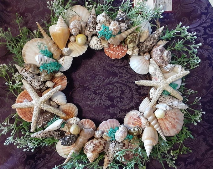 Seashell Wreath Nautical Wreath Cottage Wreath Door Decoration Beach ...