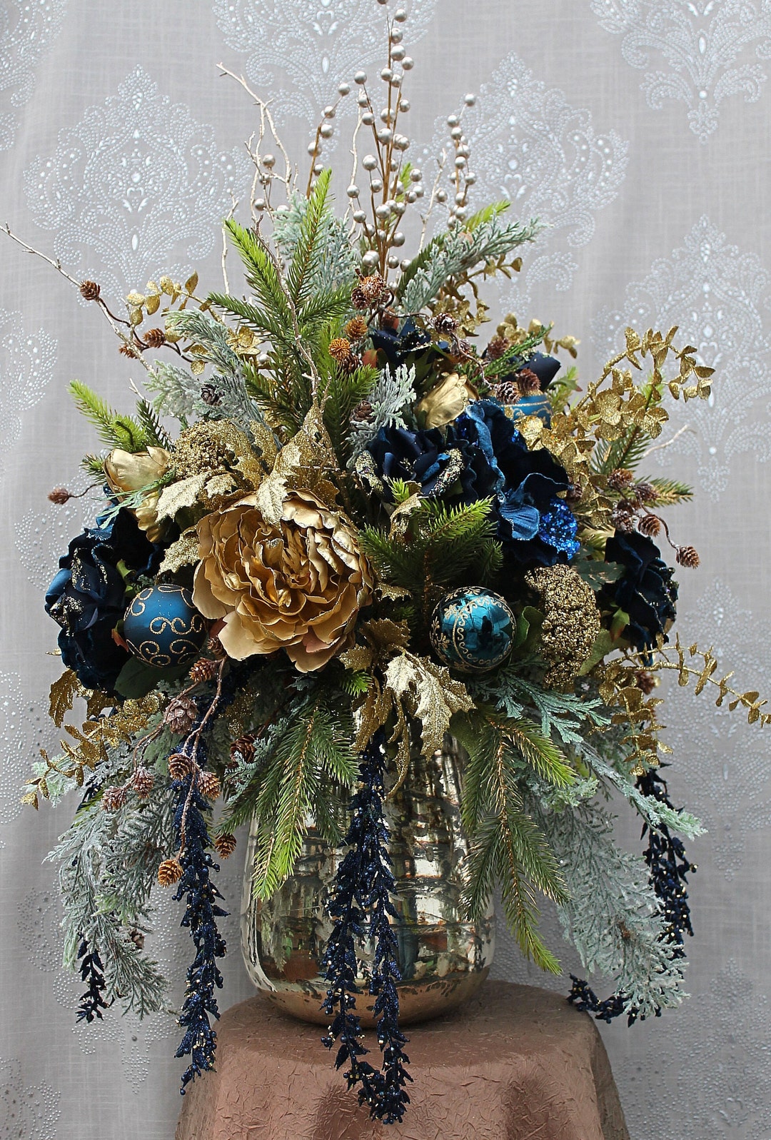 XL HOLIDAY ARRANGEMENT, Large Silk Arrangement, Christmas Arrangement ...