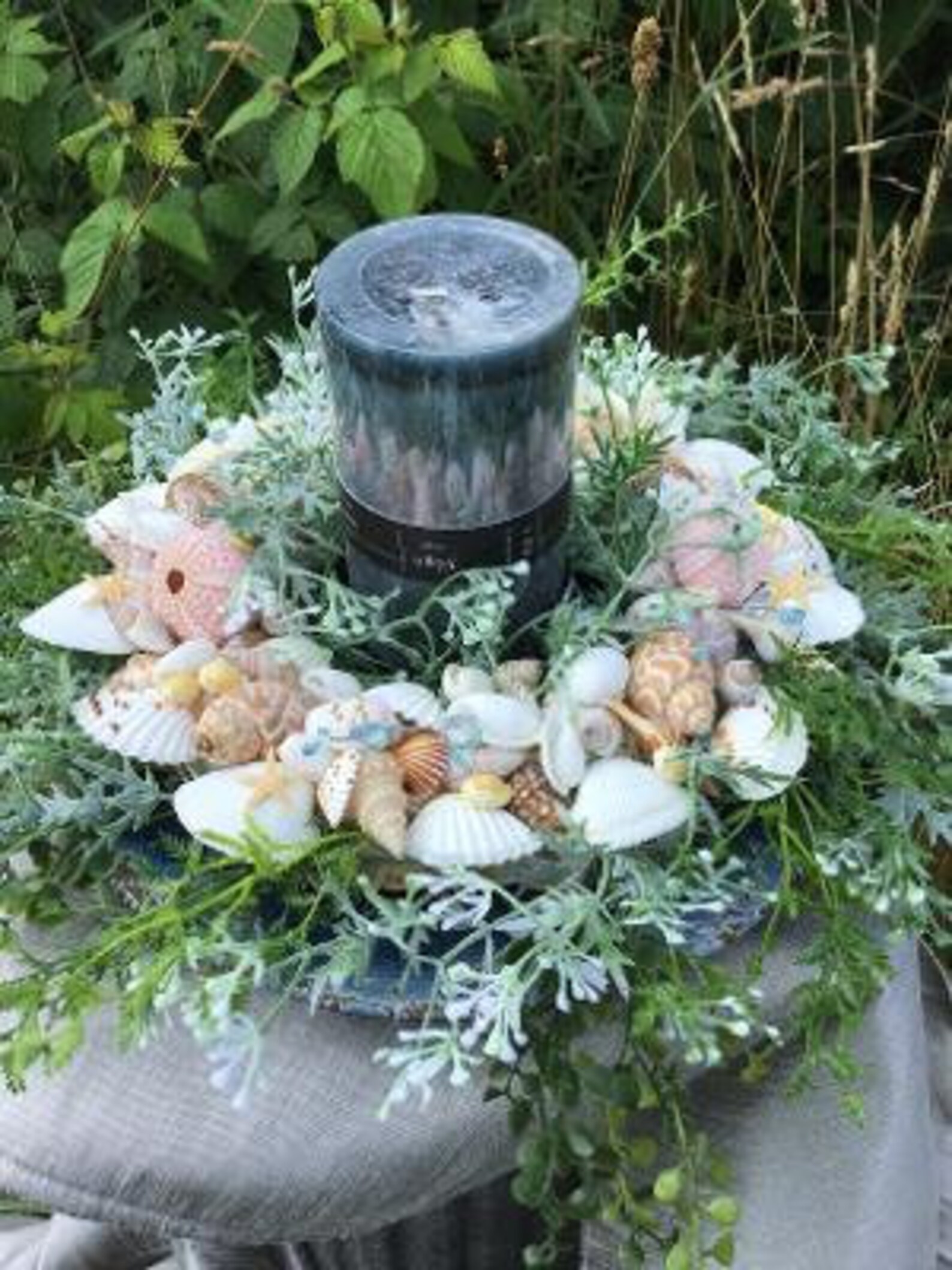 NAUTICAL CENTERPIECE, Nautical Candle Centerpiece, SEASHELL Centerpiece ...