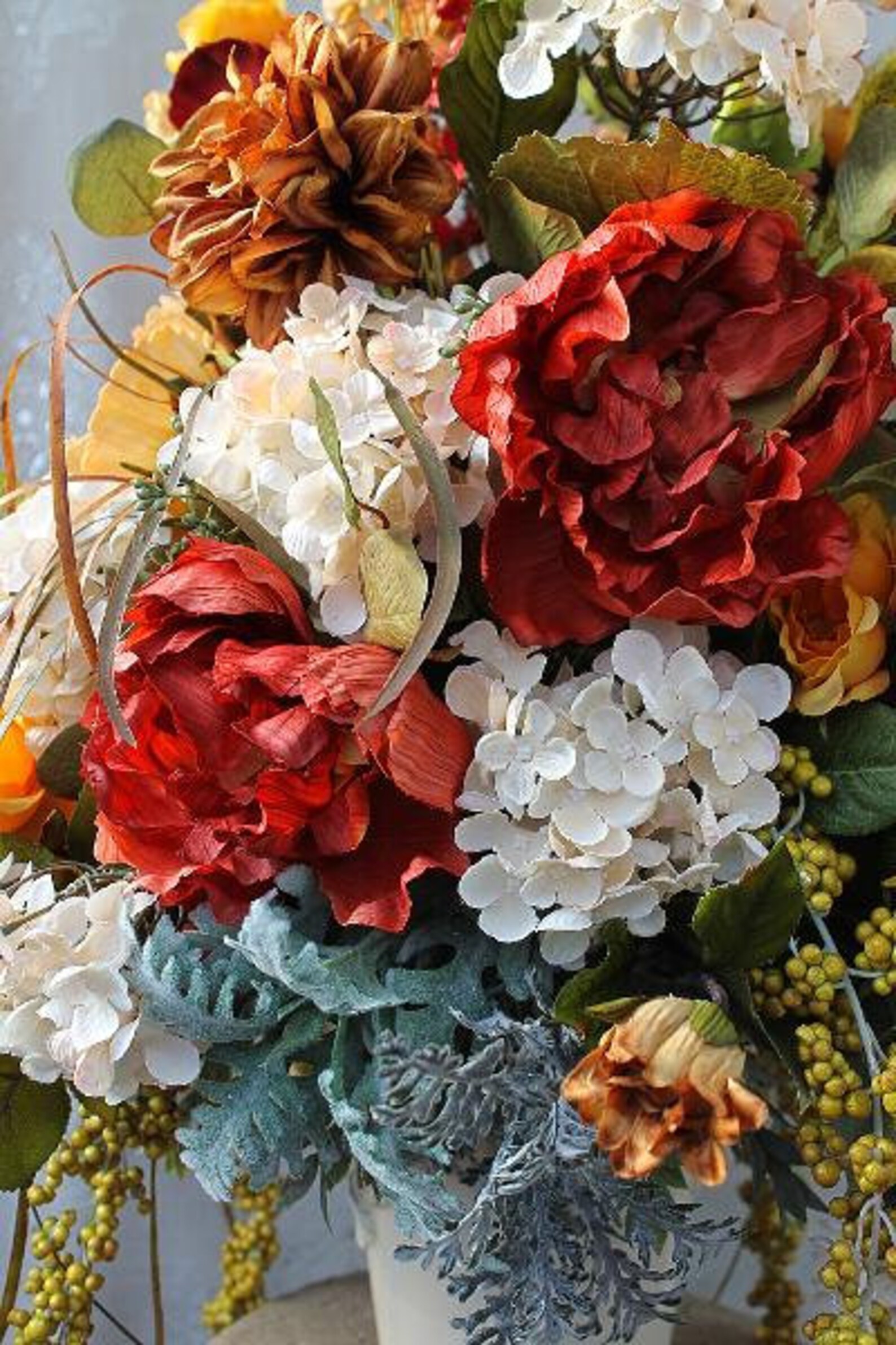 XL TUSCAN FLORAL Arrangement, Formal Table Centerpiece, Silk Floral ...