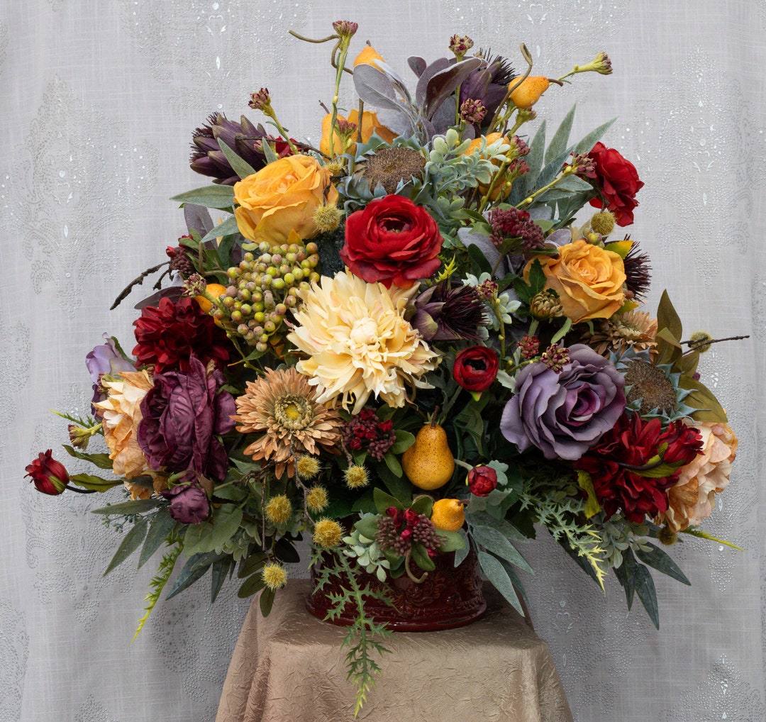 XL SILK ARRANGEMENT Silk Floral Design Large Silk Arrangement Elegant ...