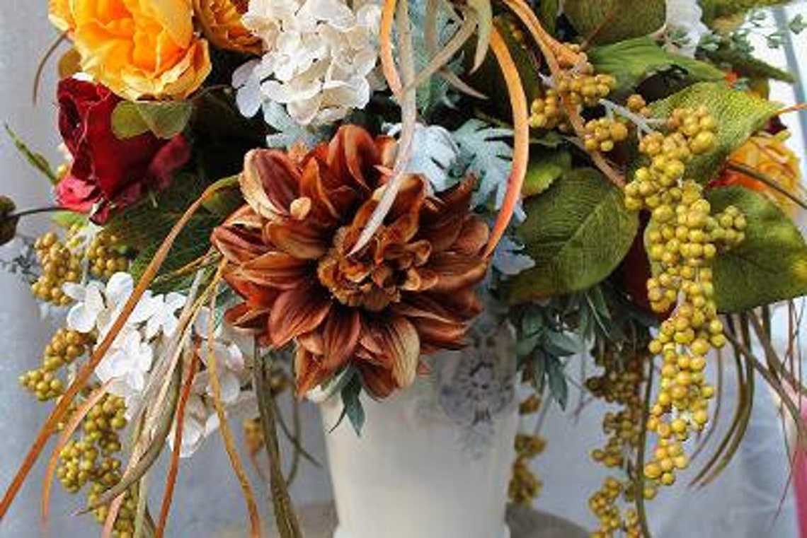 XL TUSCAN FLORAL Arrangement Formal Table Centerpiece Silk - Etsy