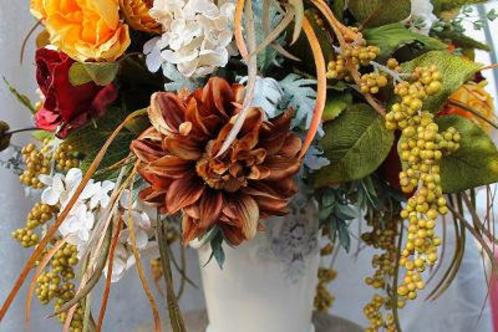 XL TUSCAN FLORAL Arrangement, Formal Table Centerpiece, Silk Floral ...