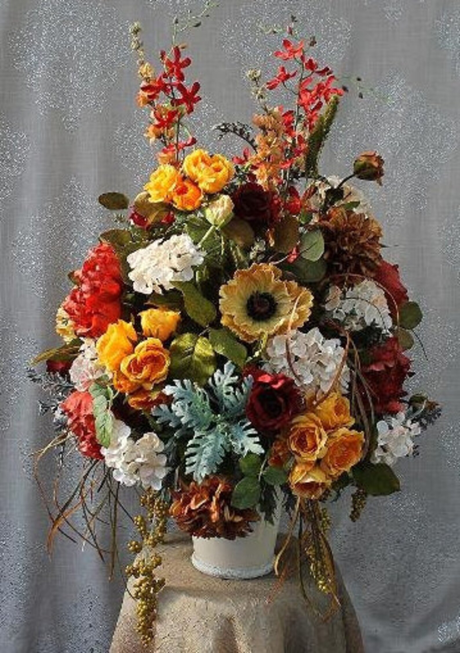 XL TUSCAN FLORAL Arrangement, Formal Table Centerpiece, Silk Floral ...