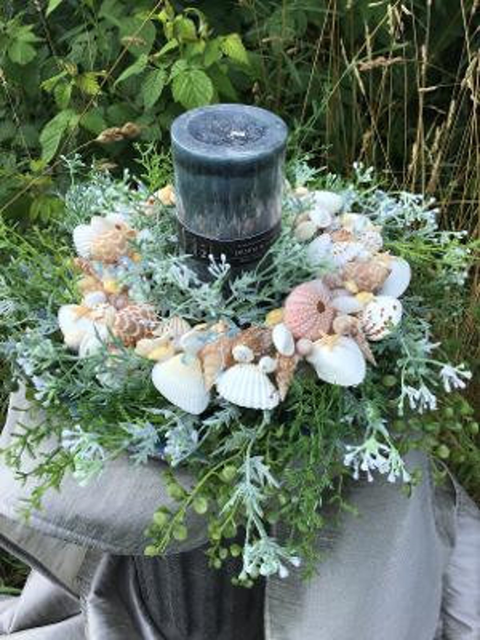 NAUTICAL CENTERPIECE Nautical Candle Centerpiece SEASHELL - Etsy