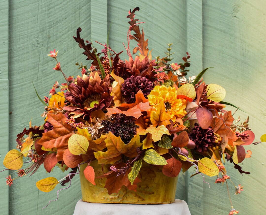 XL FALL FLORAL Arrangement, Formal Table Centerpiece, Silk Floral ...