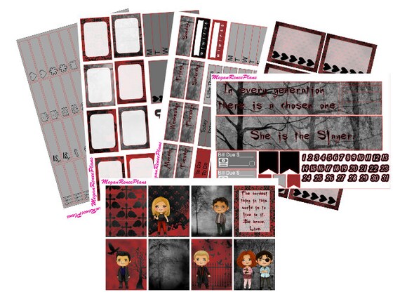 Buffy the Vampire Slayer Themed Vertical Planner Sticker Kit | Etsy