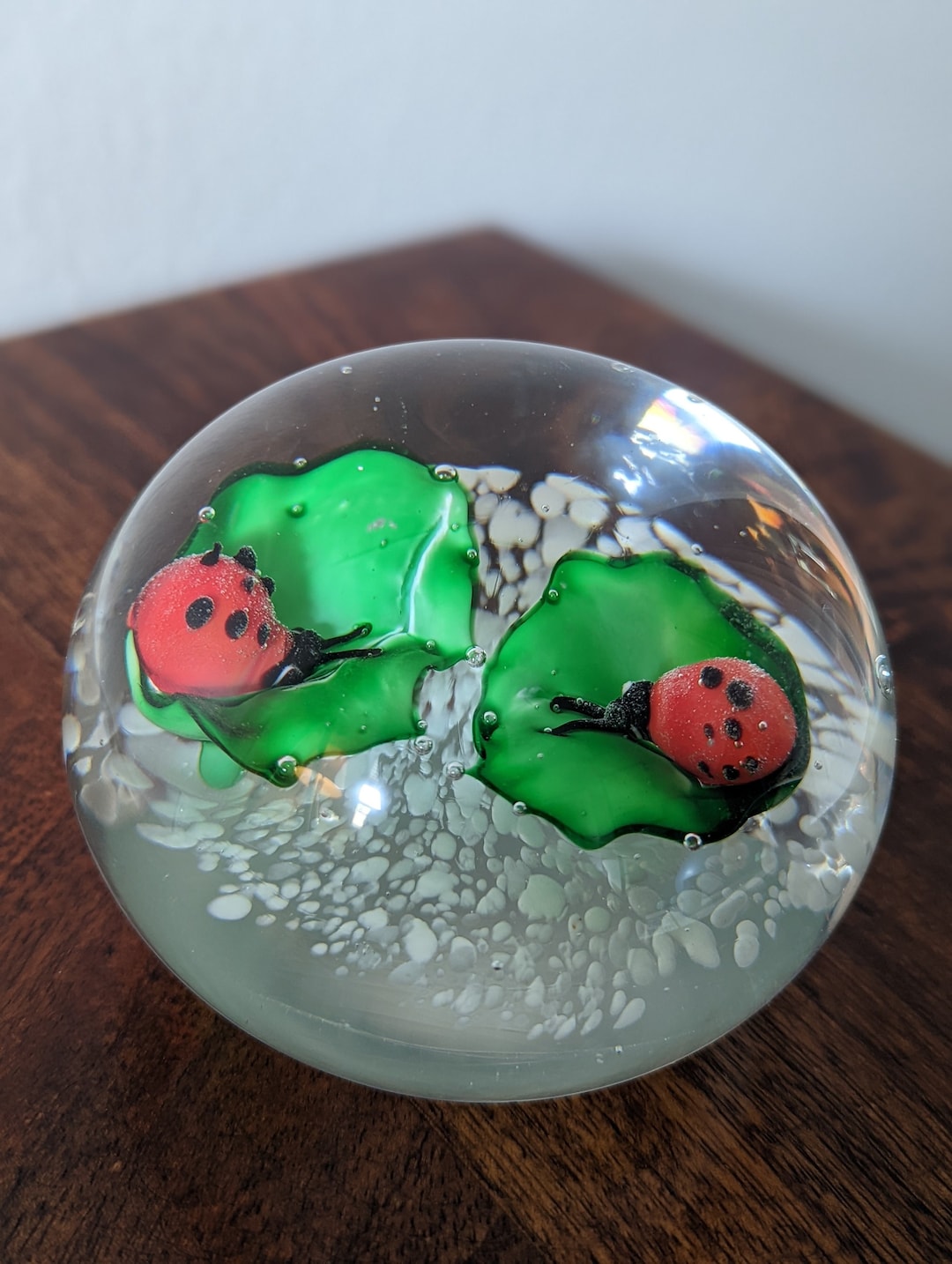 Art Glass Paperweight With Lady Bugs - Etsy