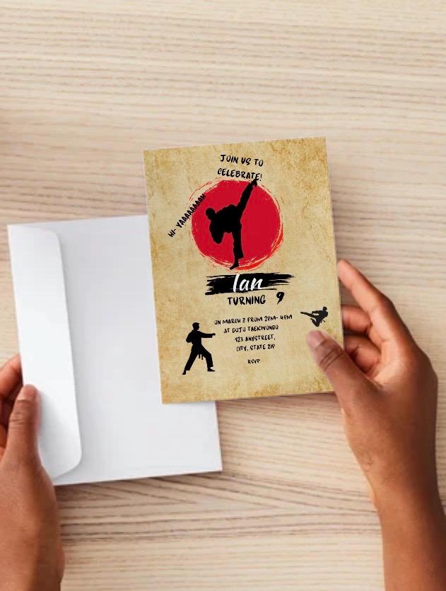 Taekwondo Birthday Invitation | Editable Martial Arts Party Invite ...