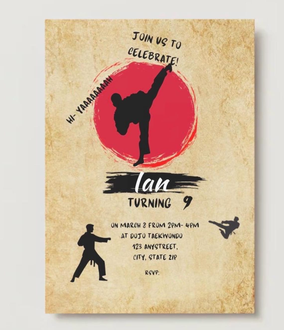 Taekwondo Birthday Invitation | Editable Martial Arts Party Invite ...