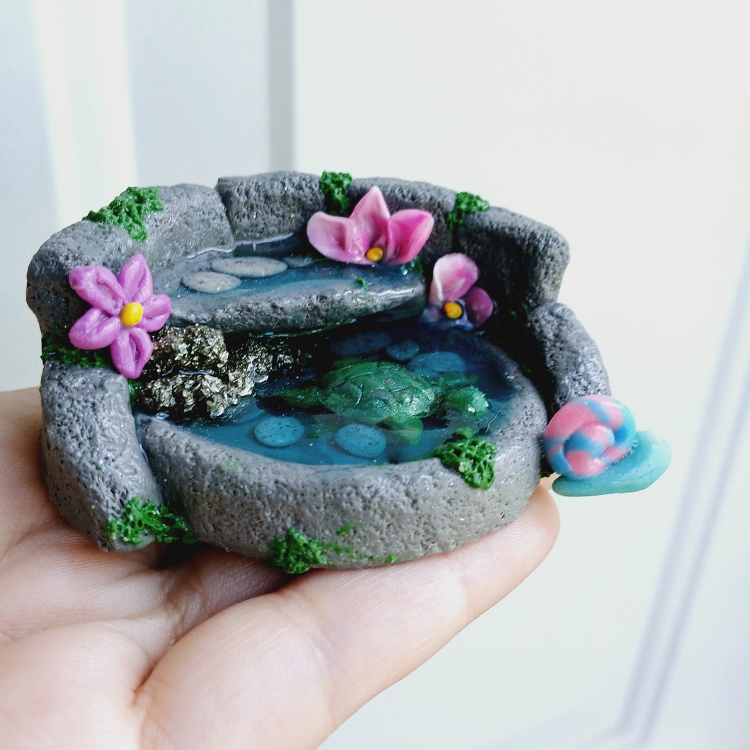 Miniature Turtle Fish Pond,miniature Sculpture,polymer Clay,miniature ...