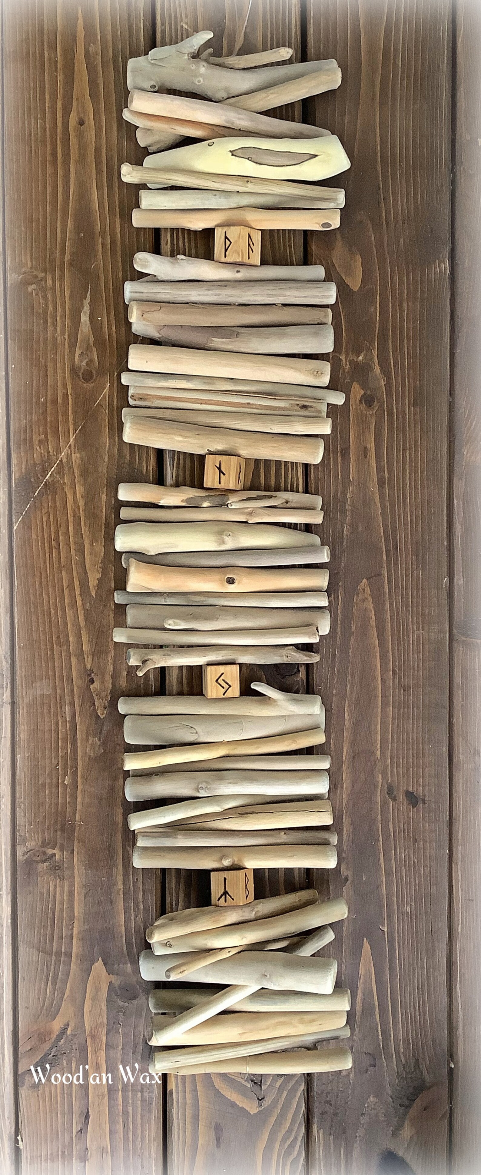 Viking Runes Driftwood Valhalla Ladder, Younger Futhark Runes, Viking ...