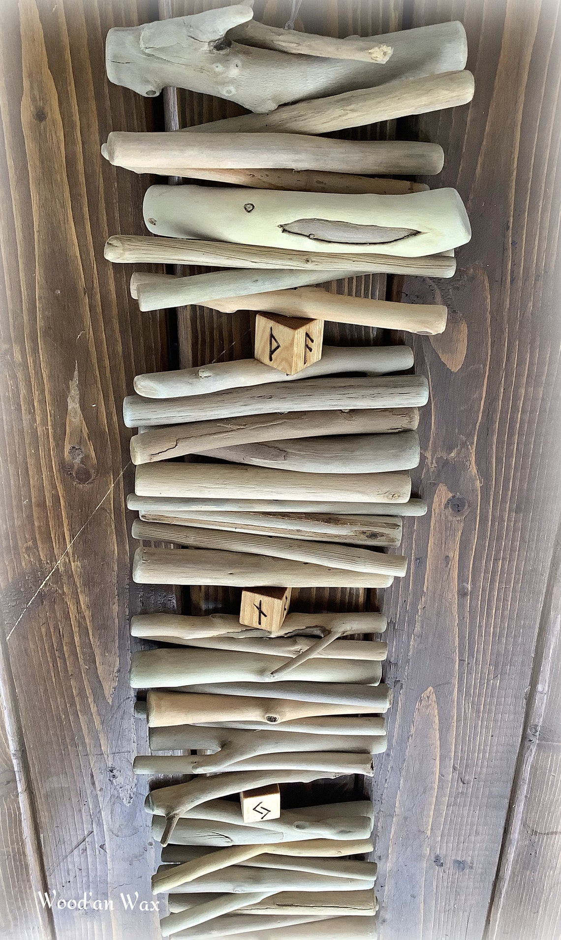 Viking Runes Driftwood Valhalla Ladder, Younger Futhark Runes, Viking ...