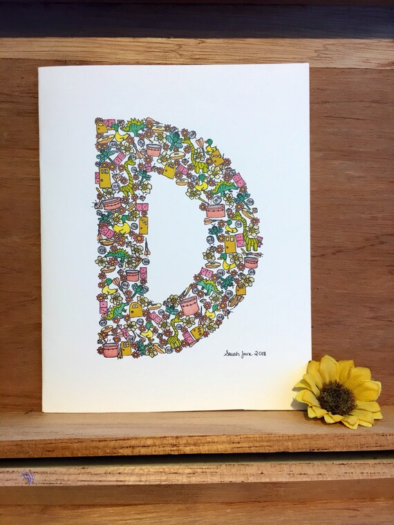 Letter D Original Illustration 4 Blank Cards/envelopes - Etsy