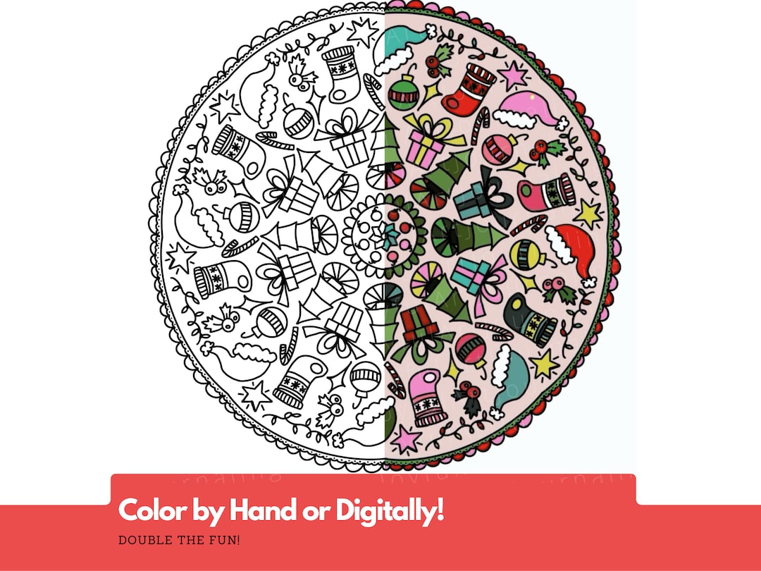 Printable Christmas Mandala Coloring Page, Group Holiday Activity, Last ...