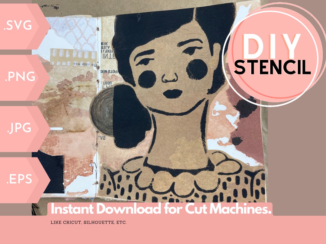 DIY Stencil of a Girl With a Bun for Art Journaling. Original Art ...