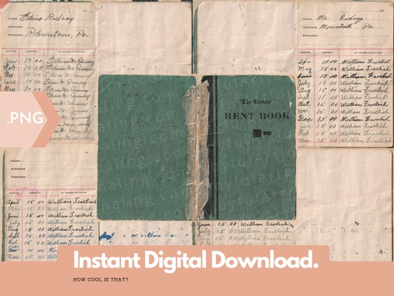 19 Printable Early 1900's the Review Rent Book - Etsy