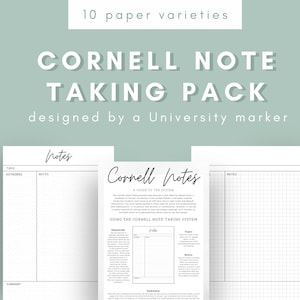 Cornell Note Taking Pack | College, University Student Note Paper Pack ...