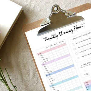 Monthly Cleaning Chart | Printable Cleaning Tracker | Cleaning Schedule ...
