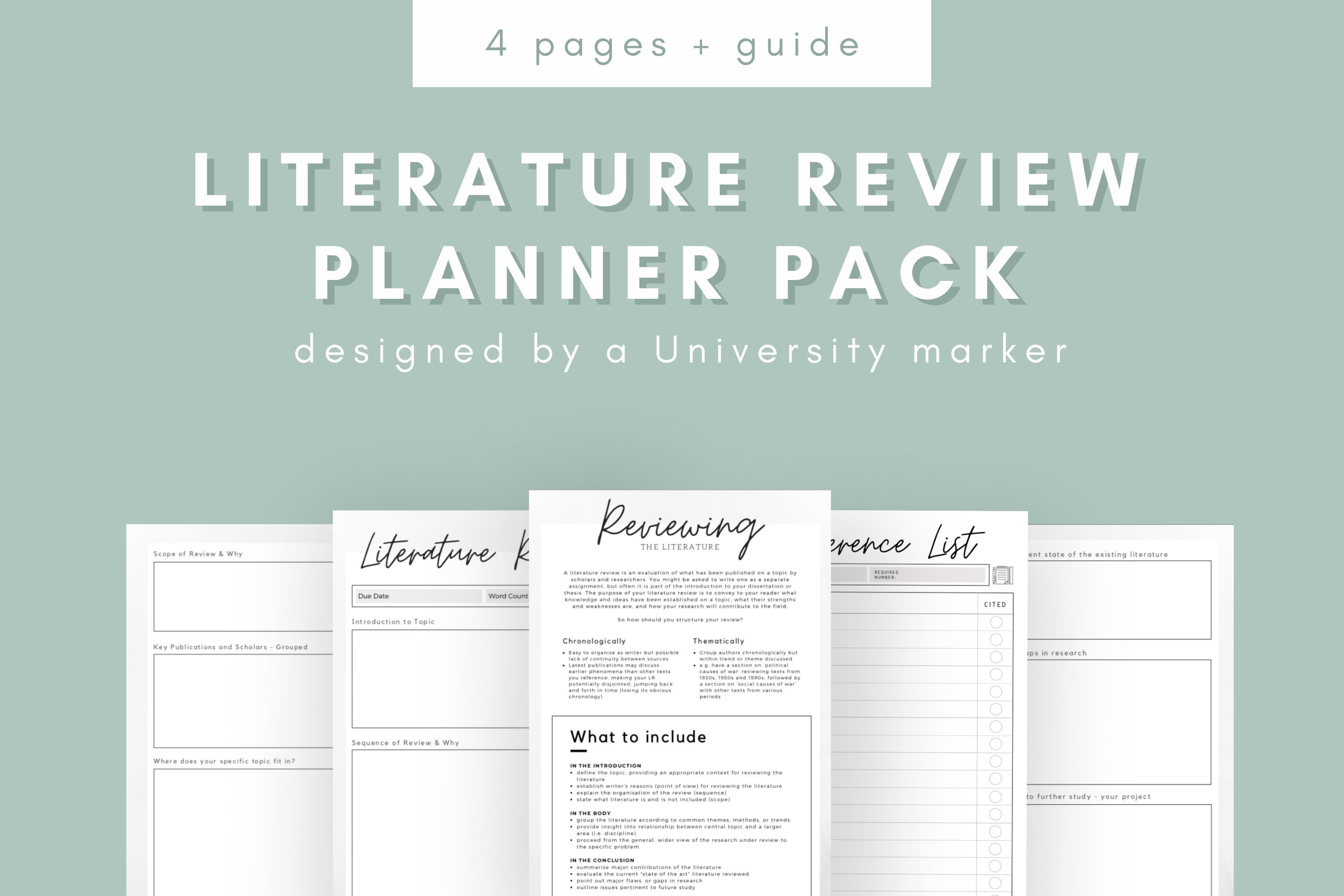 Student Literature Review Pack | College, University Student Lit Review ...