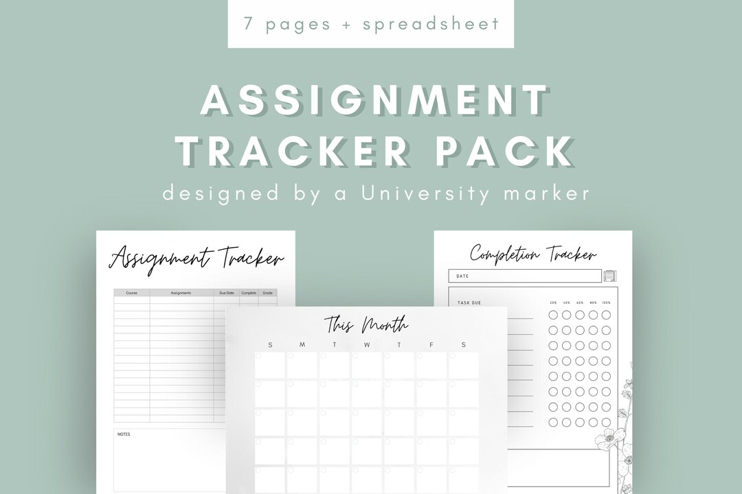 Assignment Tracker and Grade Calculator Printable Pack | Student ...