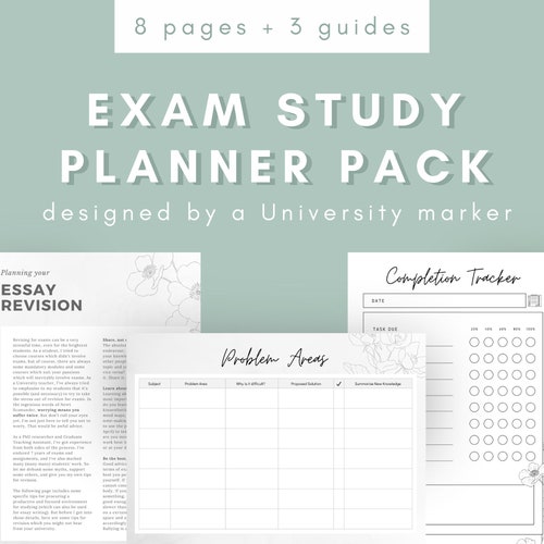 Exam Study Planner Printable Pack Student Exam Revision - Etsy Australia