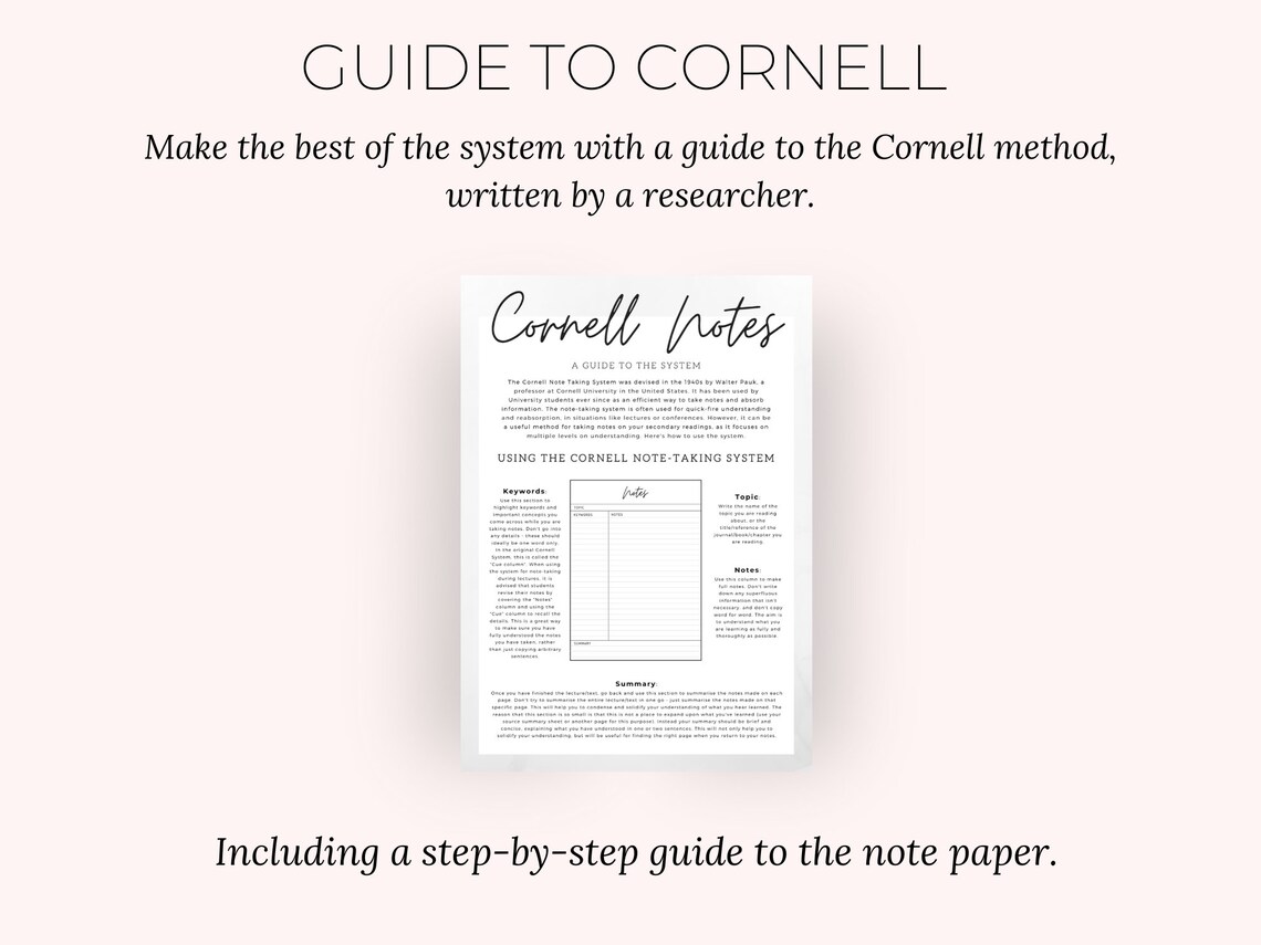 Cornell Note Taking Pack | College, University Student Note Paper Pack ...