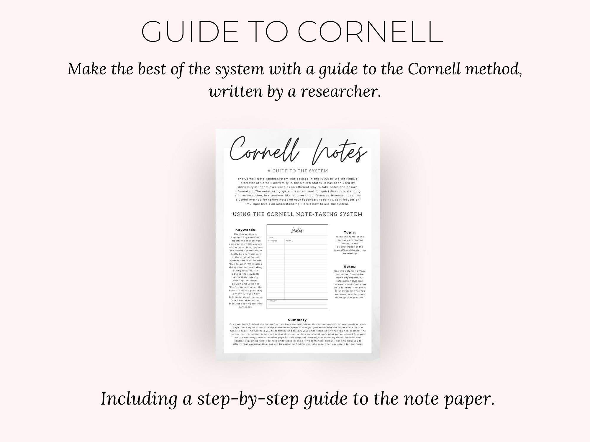 Cornell Note Taking Pack | College, University Student Note Paper Pack ...