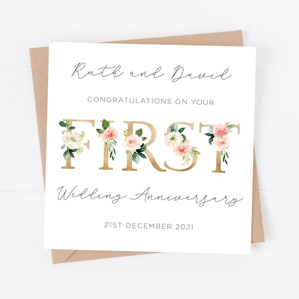 1st Anniversary Card - Etsy