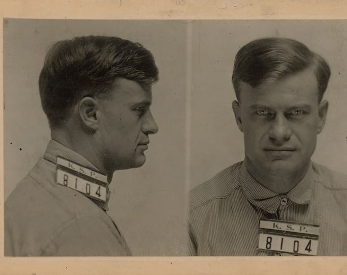 Original 1920s MUGSHOT HANDSOME CRIMINAL Mug Shot Kansas State ...