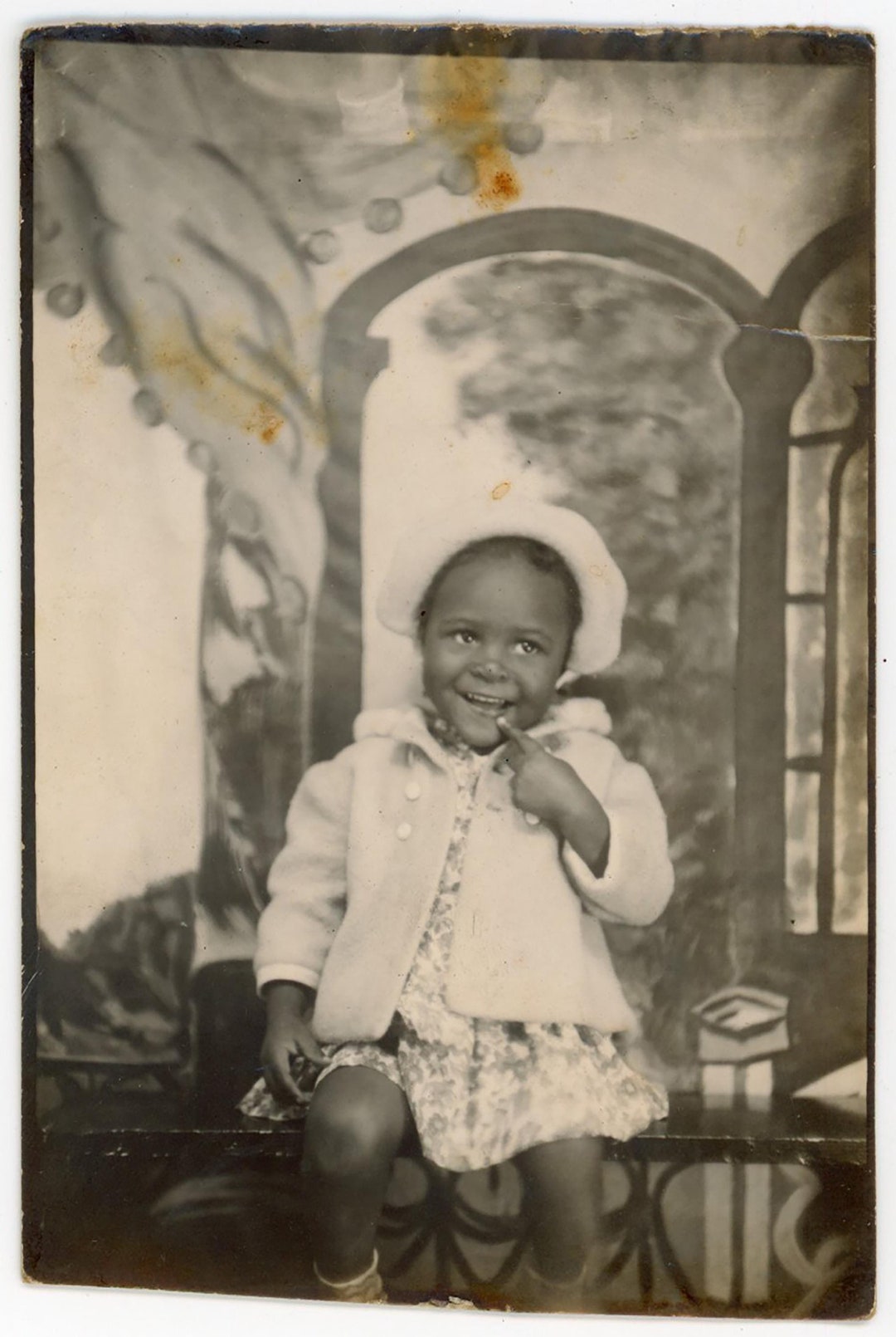 Antique 1940s Original Photo AFRICAN AMERICAN Little Girl Super CUTE in ...
