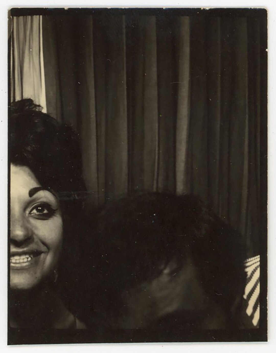 1960s Original PHOTOBOOTH Photo LAUGHING WOMAN and Her Date Vintage ...