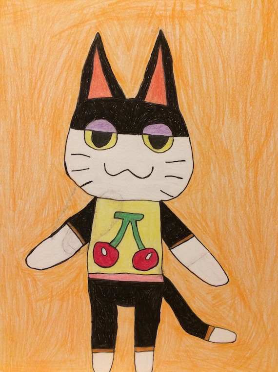 Animal Crossing Punchy. OOAK Drawing | Etsy