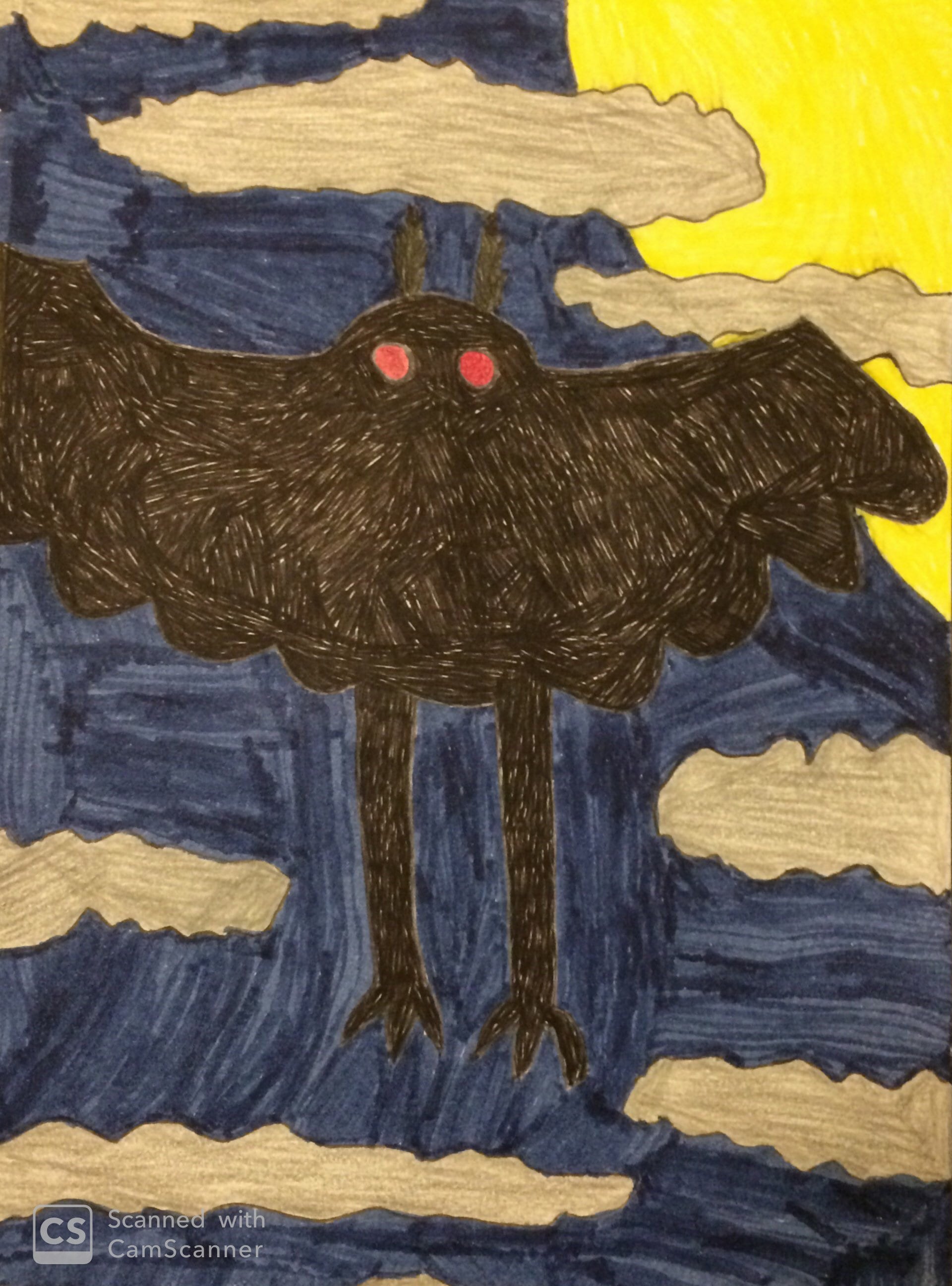 Mothman OOAK Drawing - Etsy