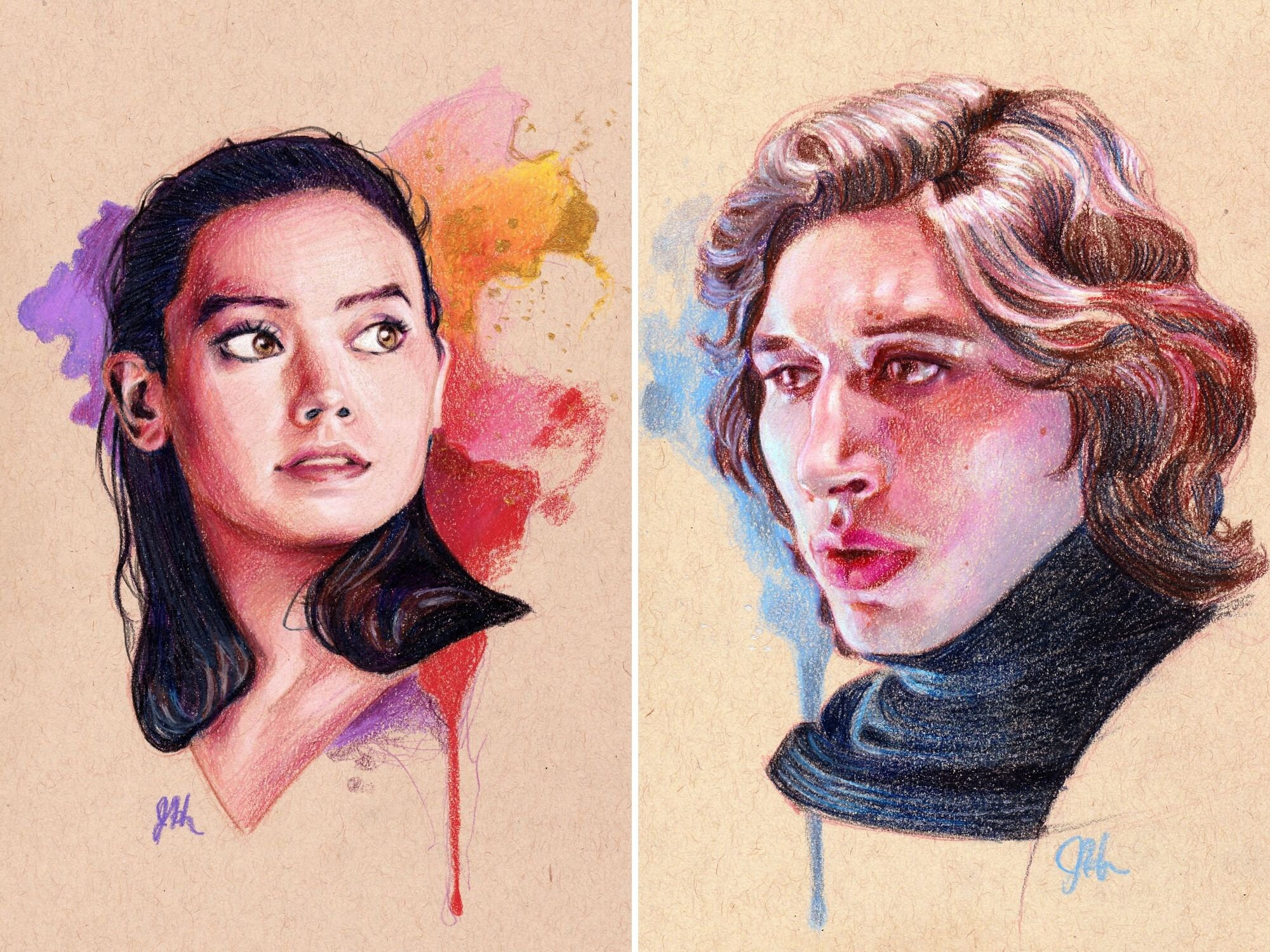 Pencil Drawing & Illustration Daisy Ridley the rise of Skywalker color ...