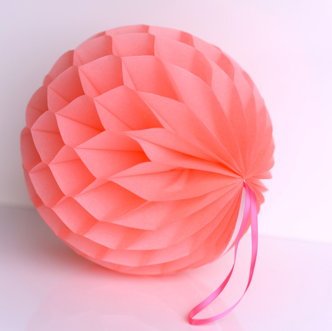 Coral Tissue Paper Honeycombs - Hanging Wedding Party Decorations - Etsy