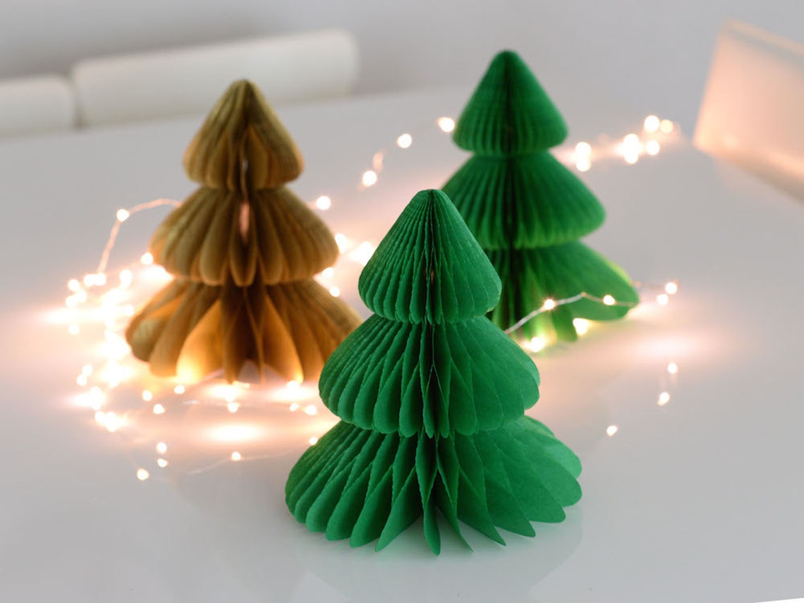 Paper Christmas Tree Honeycomb Decoration / Custom Color / Hanging ...