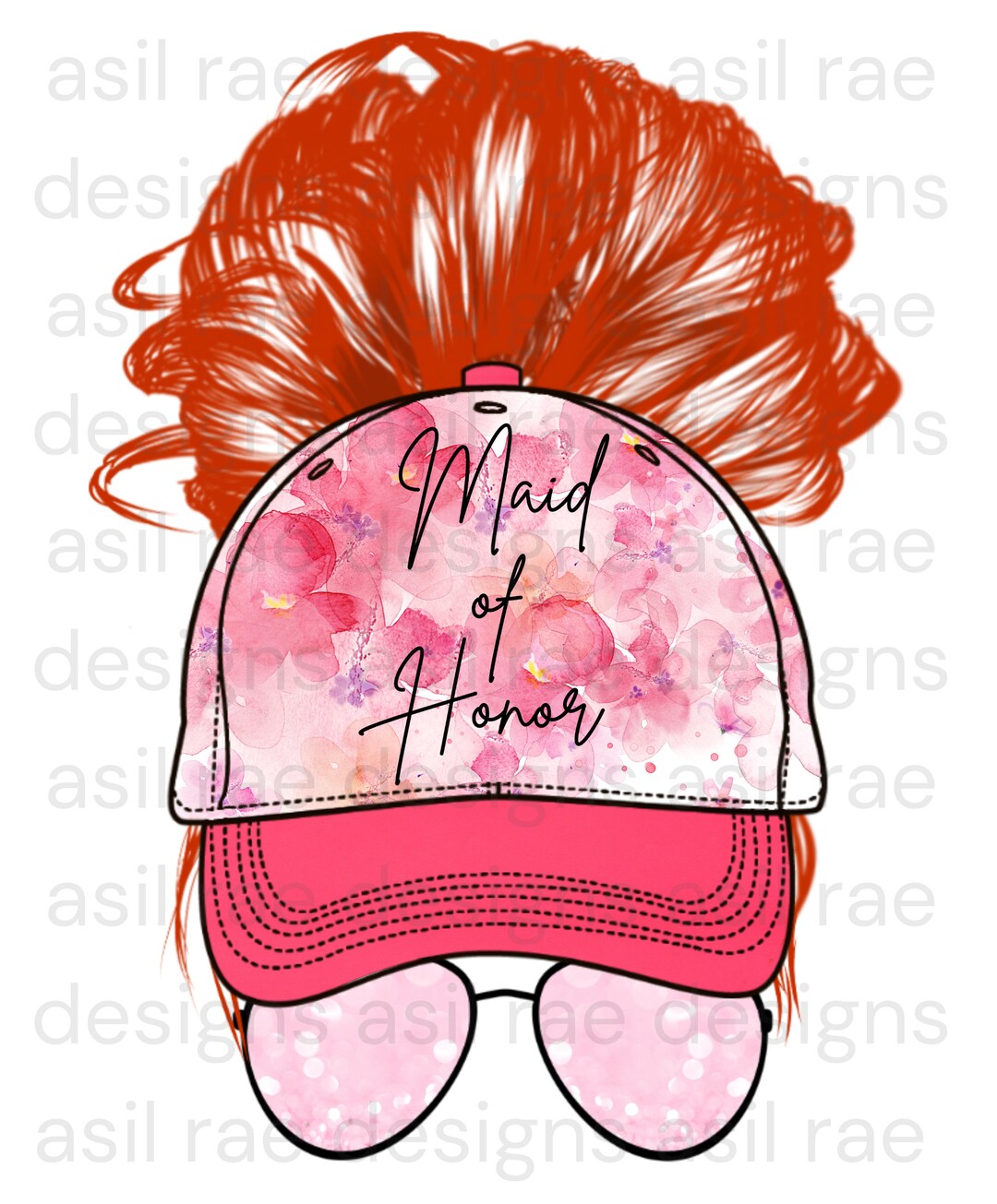Wedding Maid of Honor Messy Bun Red Hair PNG Digital Download ...