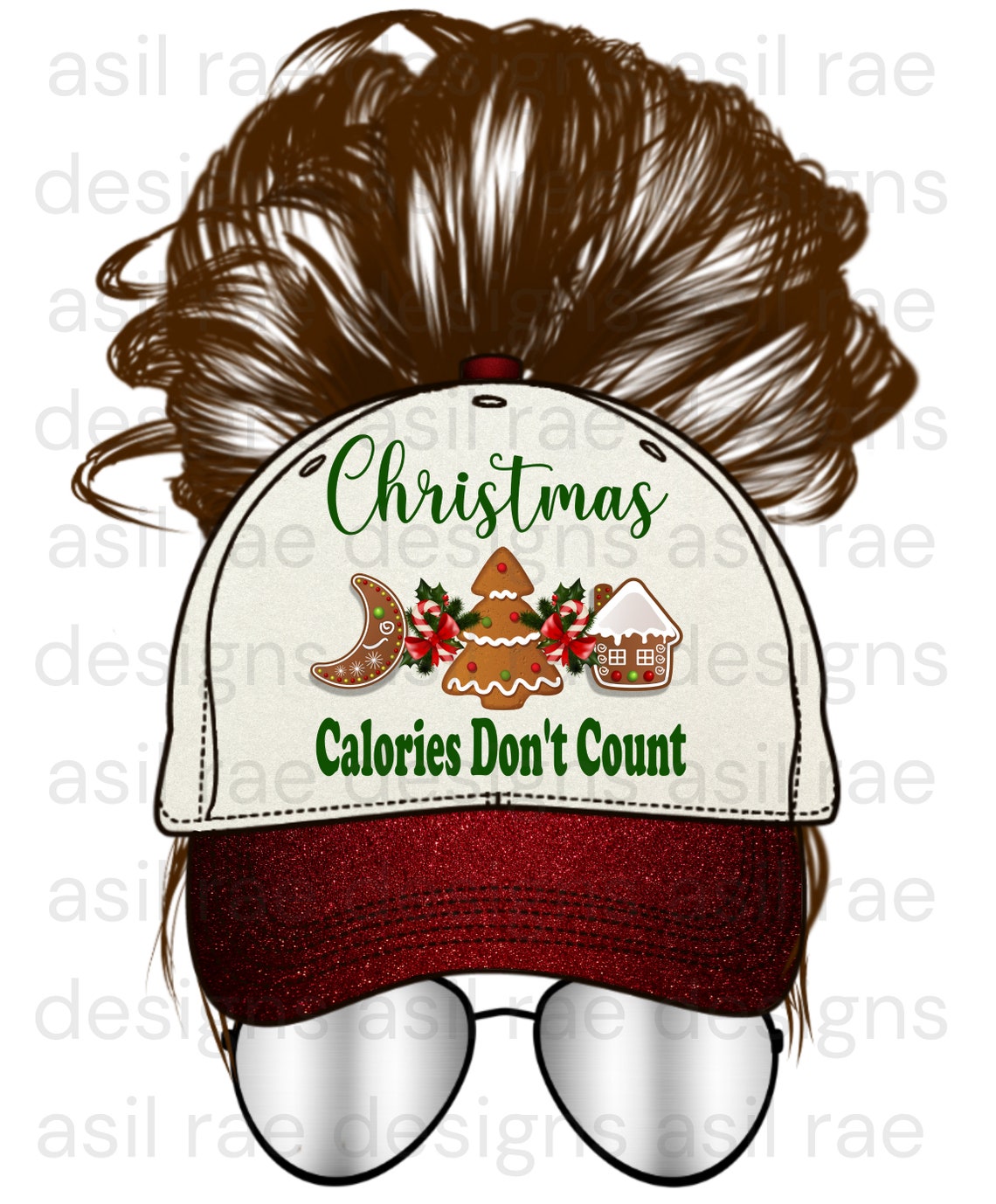 Christmas Calories Don't Count Hat Messy Bun PNG Digital Download ...