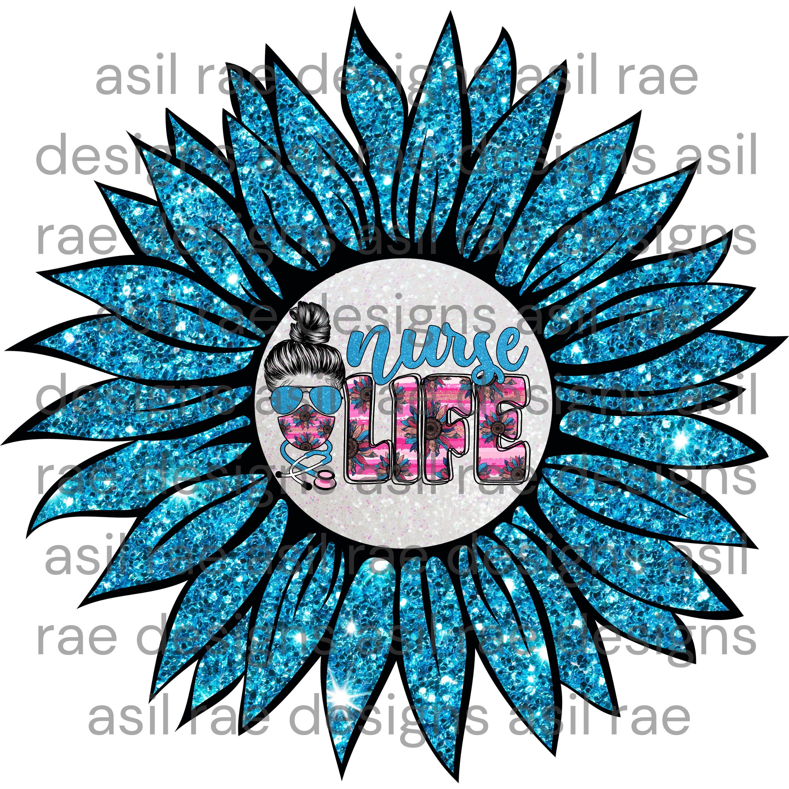 Nurse Life Sunflower Glitter PNG Digital Download Sublimation - Etsy