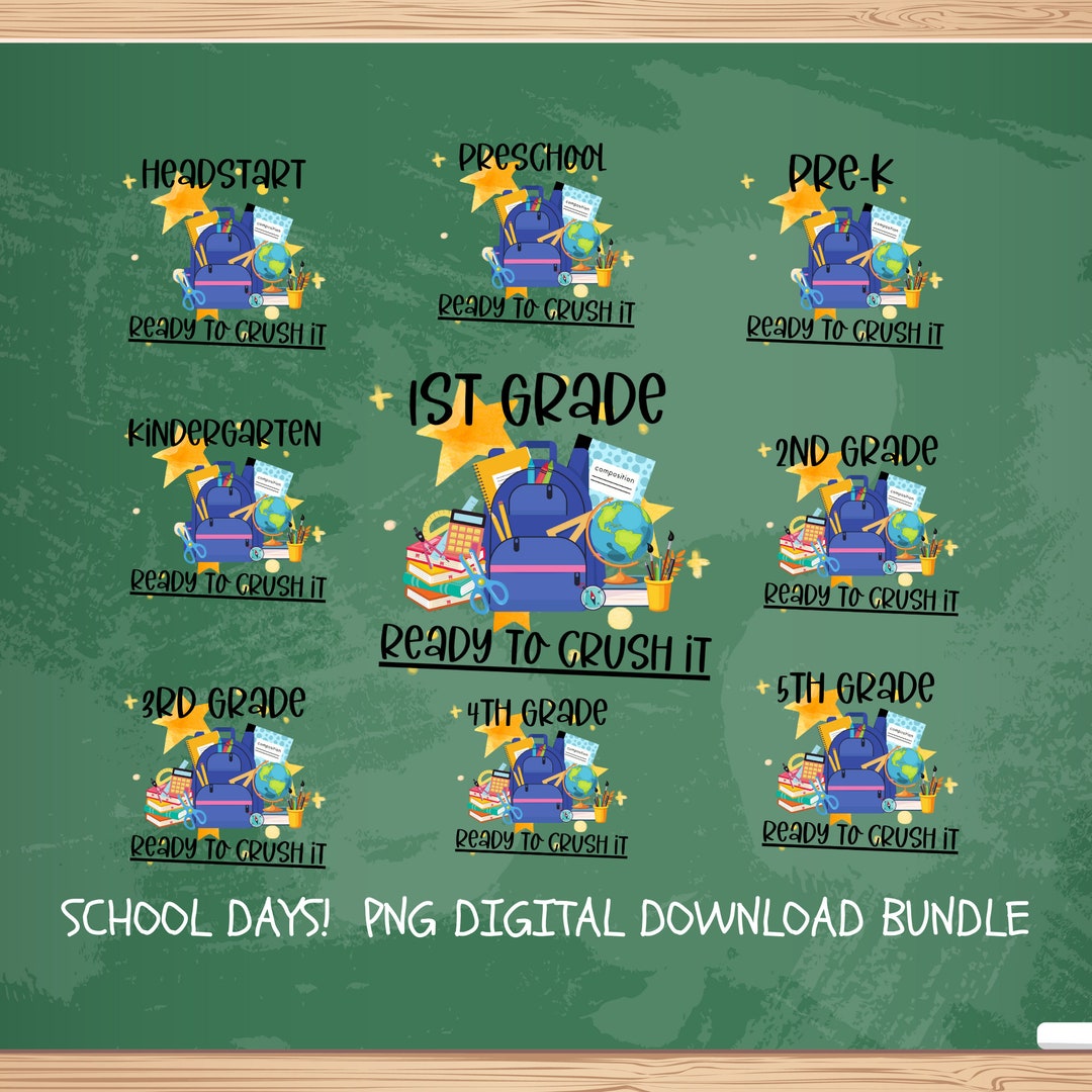 School Days Bundle PNG Digital Download Sublimation Grade-schoolers - Etsy