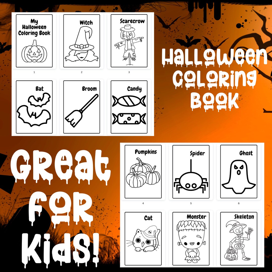 Halloween Coloring Book: PDF Download, PDF Printable - Etsy
