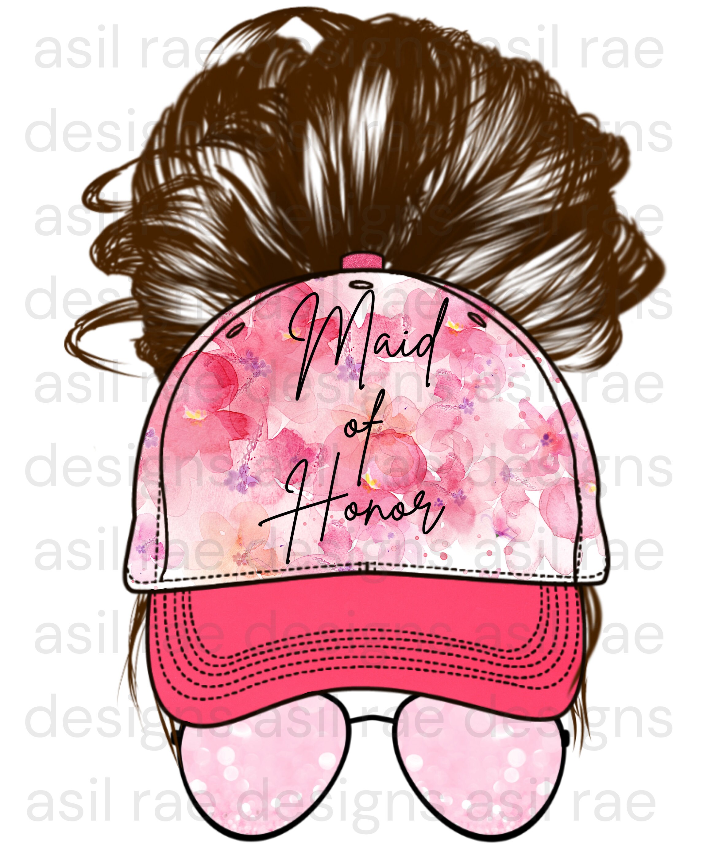 Wedding Maid of Honor Messy Bun Brown Hair PNG Digital Download ...
