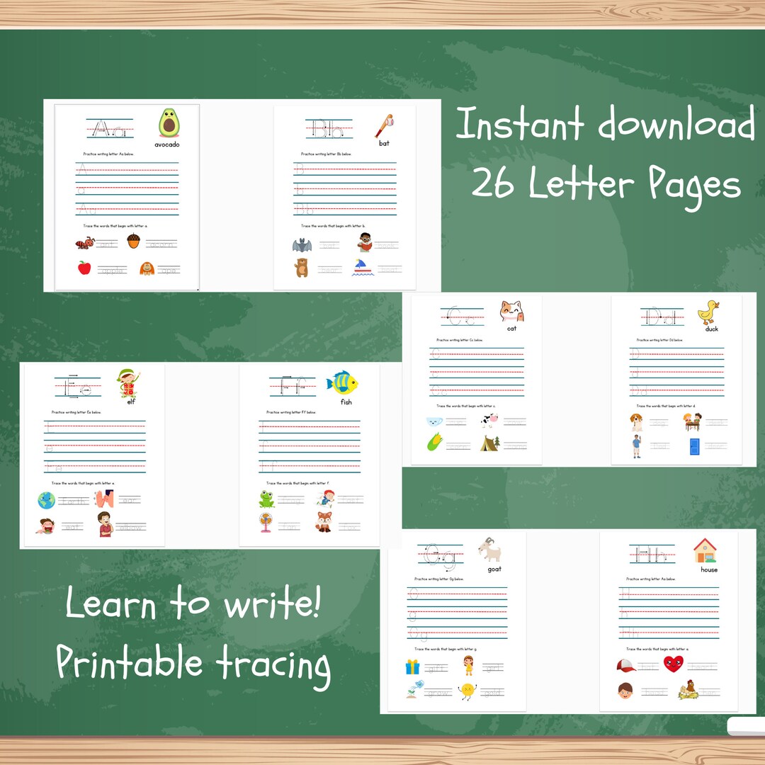 Alphabet Worksheets 26 Pages, Printable, Instant Download - Etsy